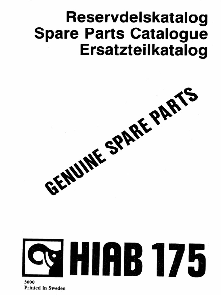 Hiab Loader Crane 175 Parts Catalogue | PDF