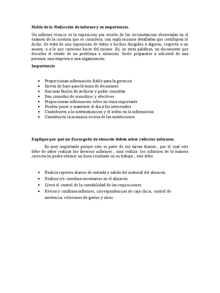 Hable de La Redacción de Informe y Su Importancia | PDF