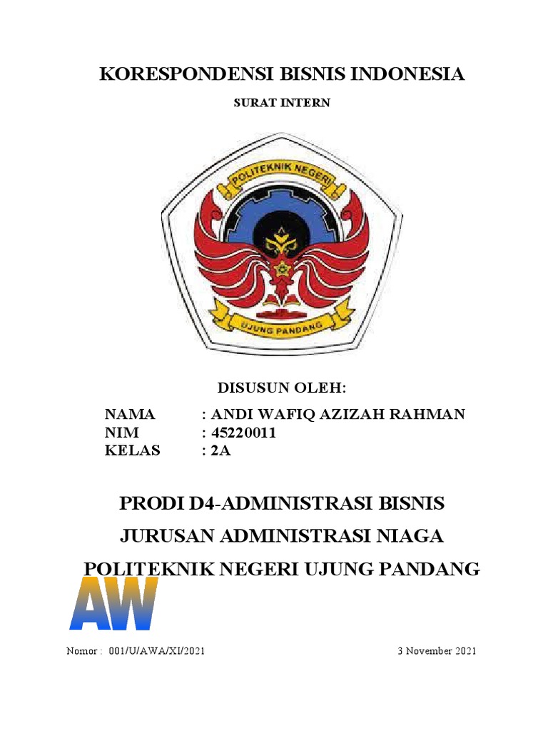 Contoh Surat Intern dan Nota Dinas | PDF