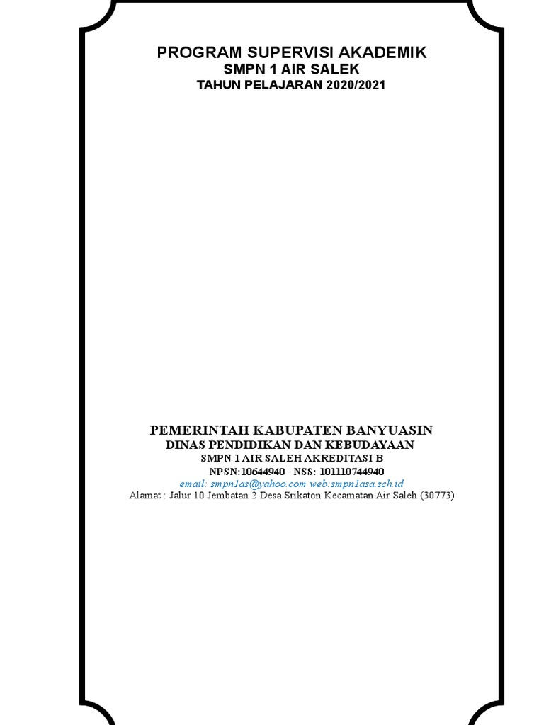 Program Supervisi Akademik 2019 2020 SMT | PDF