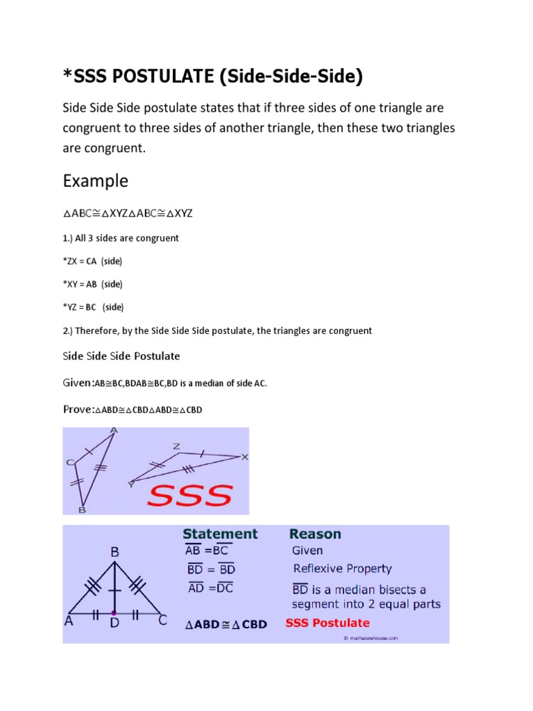 SSS Postulate | PDF | Triangle | Mathematics