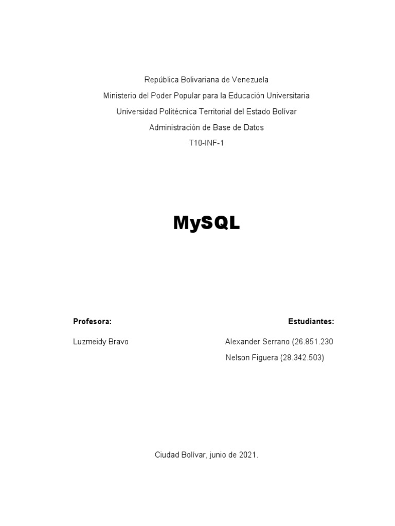 Mysql | Descargar gratis PDF | Mi sql | SQL