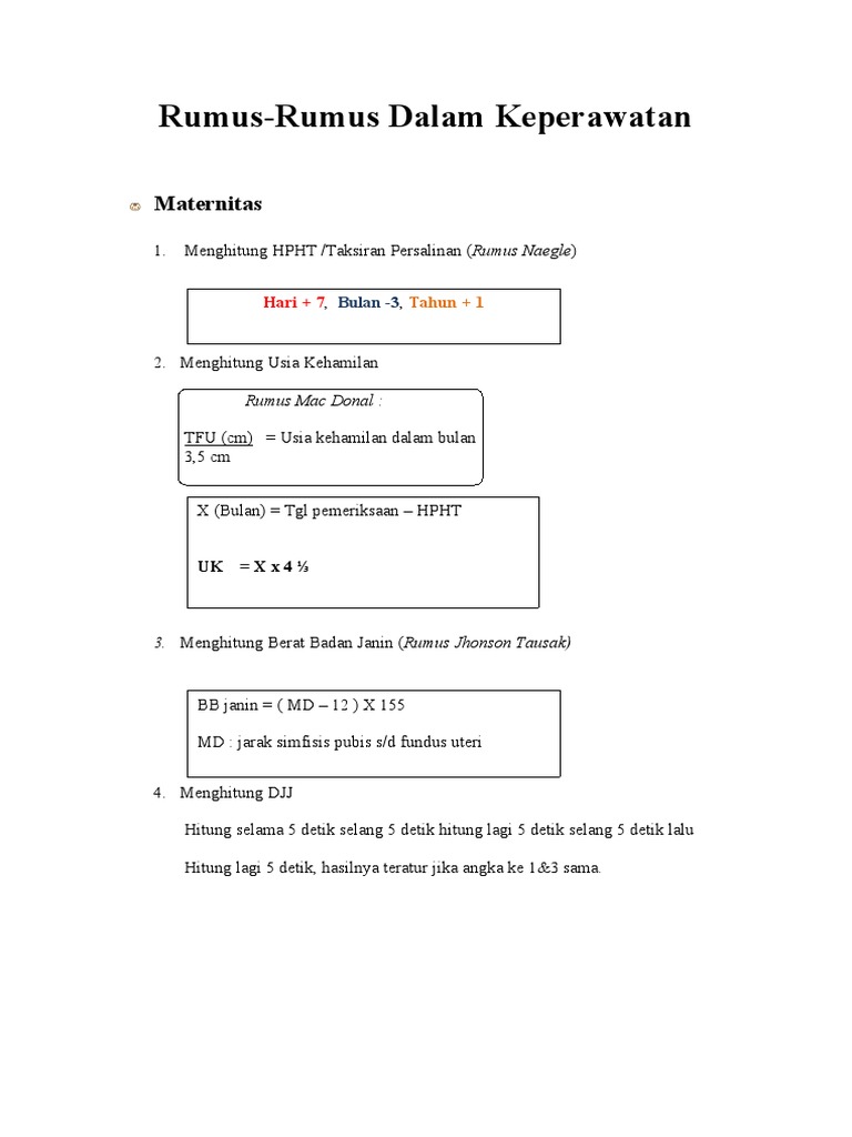 Rumus Keperawatan | PDF | Metode & Bahan Ajar | Kesehatan Holistik
