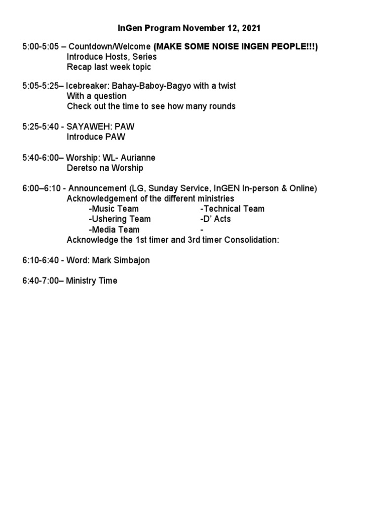 InGen Program November 12 | PDF | Social Science