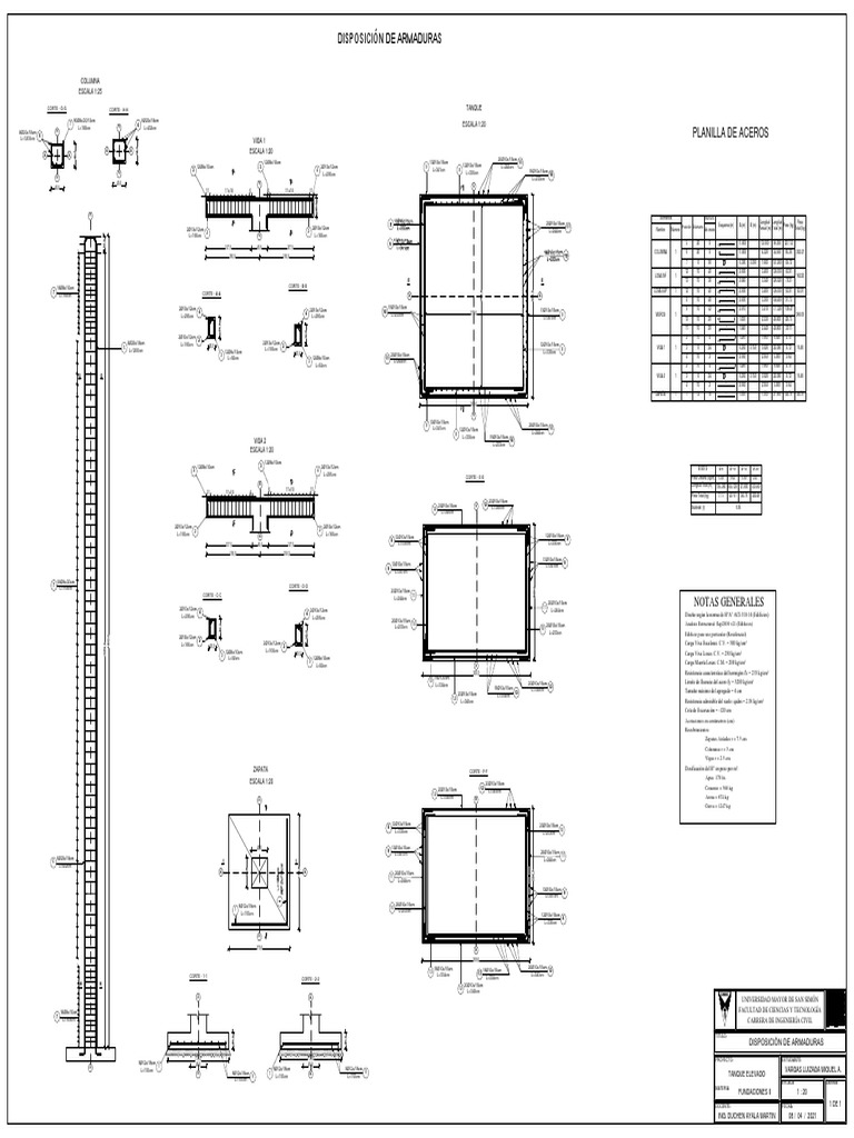 Plano Tanque Elevado | PDF