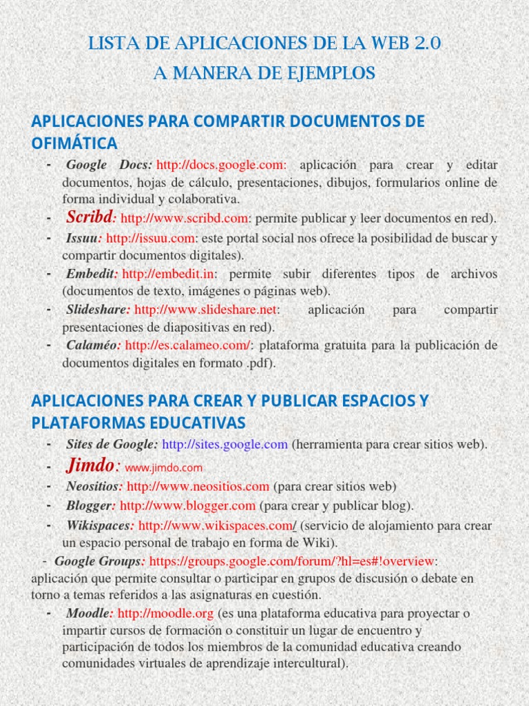 Aplicaciones Web 2.0 | PDF | Software de la aplicacion | Informática