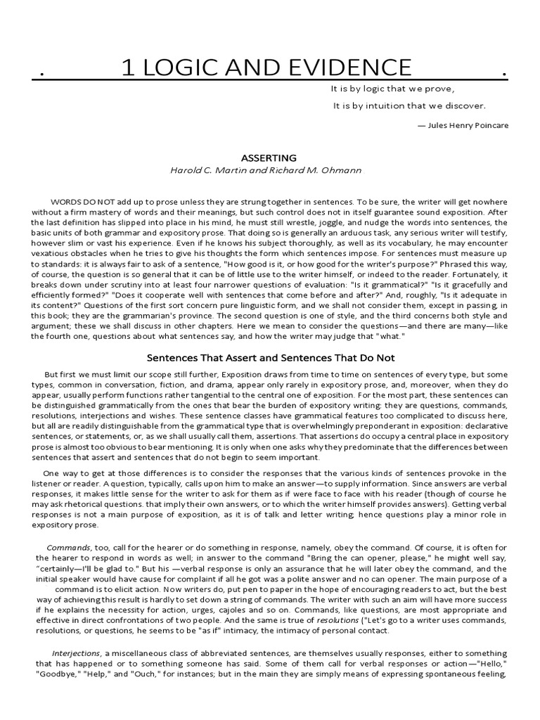 1 Logic And Evidence Asserting Pdf Truth Question 0757