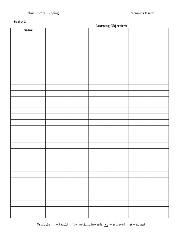 Class Record Template | PDF