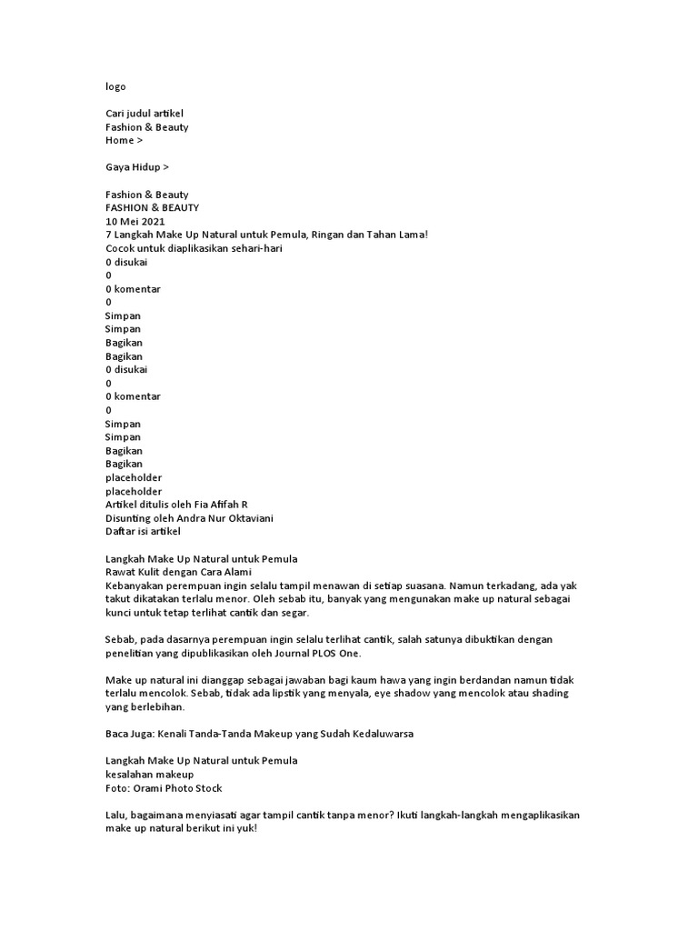 Tutorial Make Up Simple Pdf Pengembangan Diri
