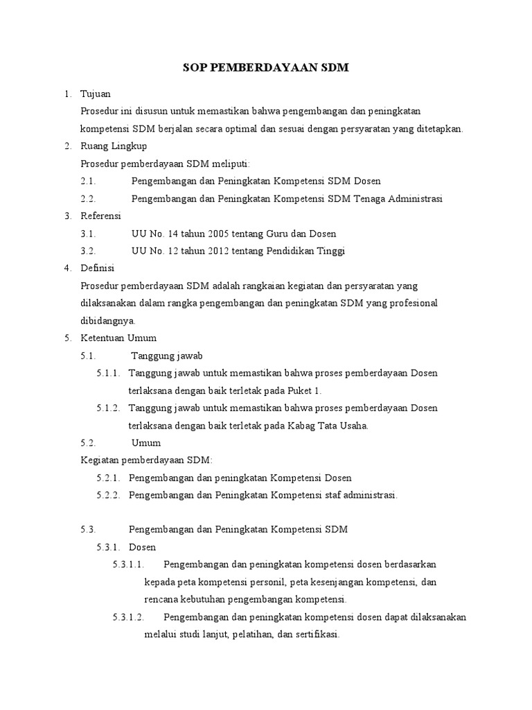 SOP PEMBERDAYAAN SDM FIx | PDF