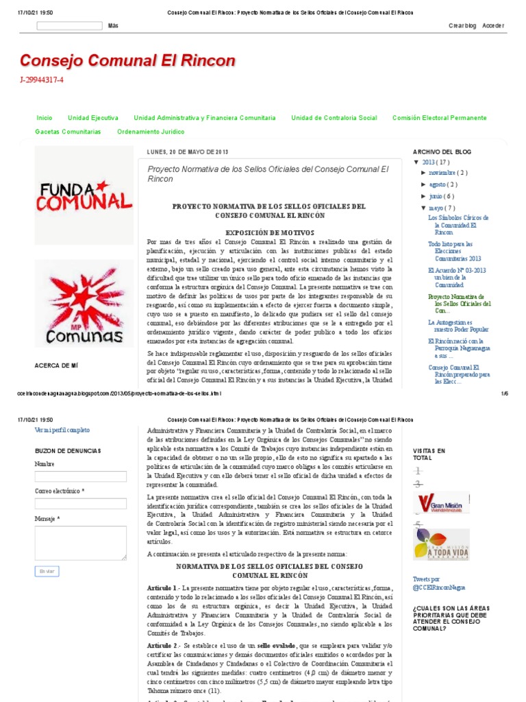Consejo Comunal El Rincon - Proyecto Normativa de Los Sellos Oficiales Del Consejo Comunal El ...