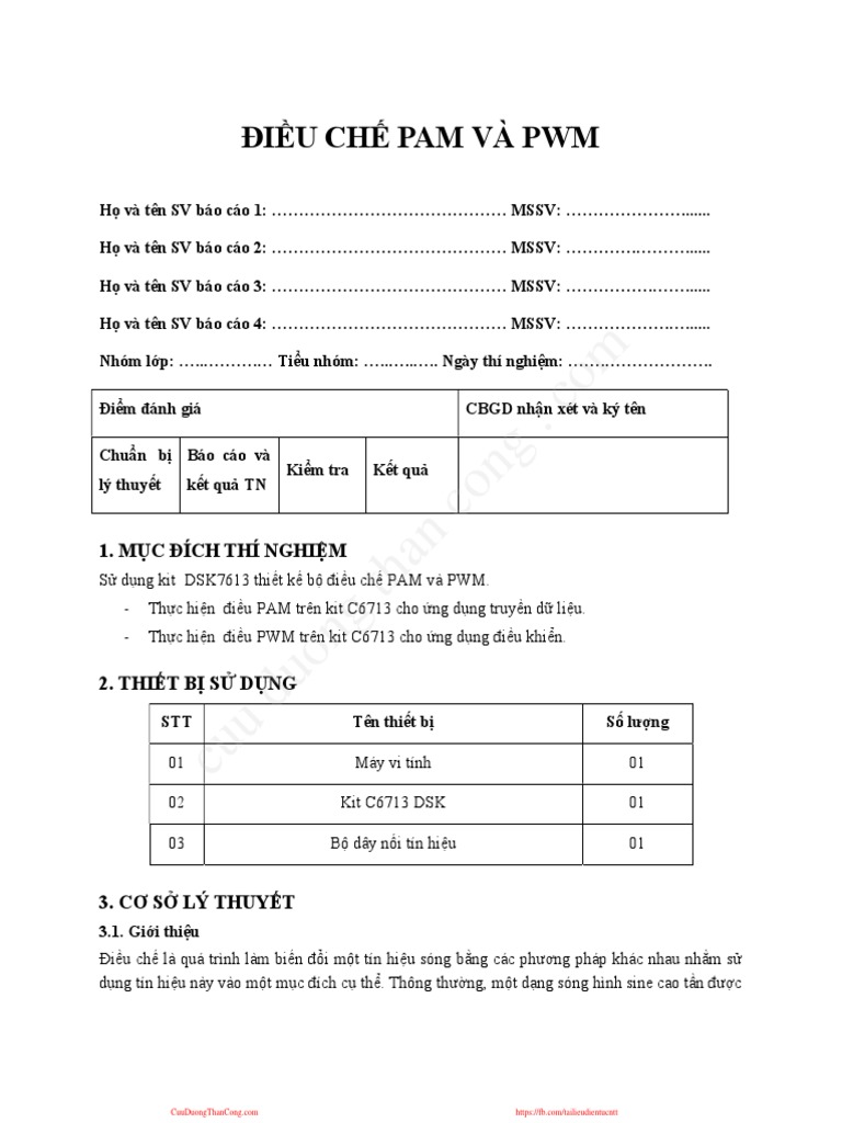 Xu Ly Tin Hieu So - b4 Dieu Che Pam Va PWM | PDF