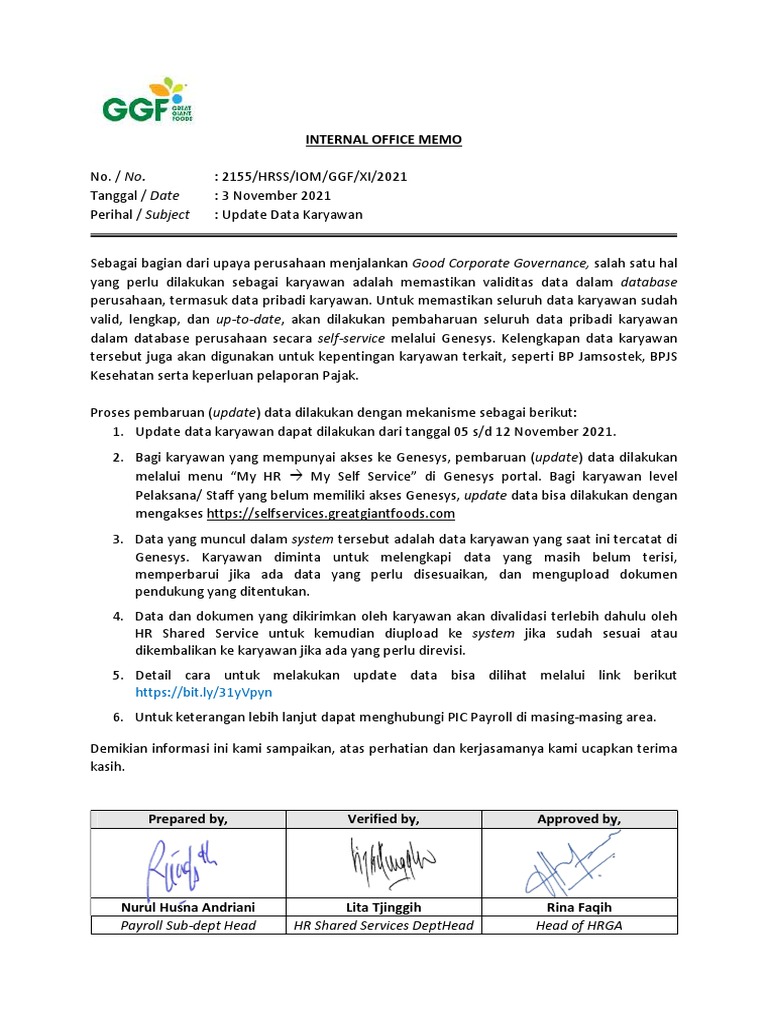 IOM - Update Data Karyawan | PDF