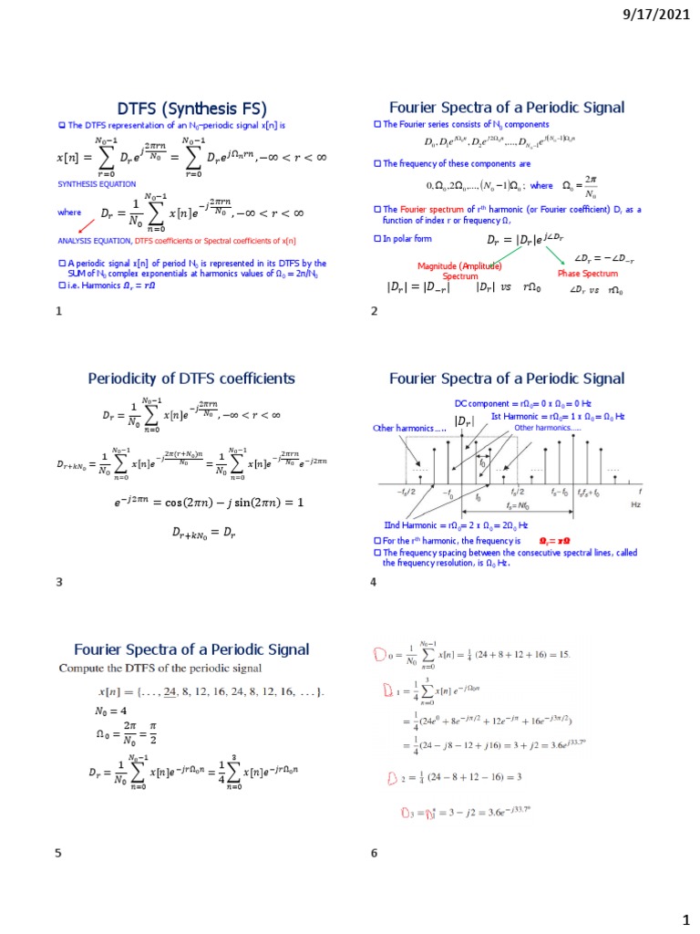 DTFS (Synthesis FS) : Fourier Spectra of A Periodic Signal | PDF ...