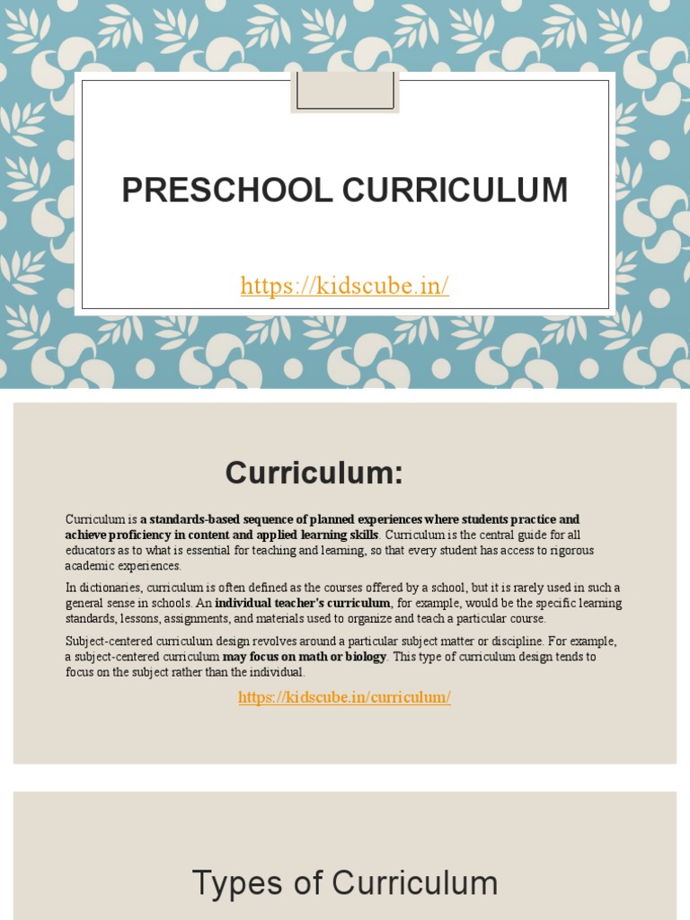 Preschool Curriculum | PDF | Curriculum | Preschool