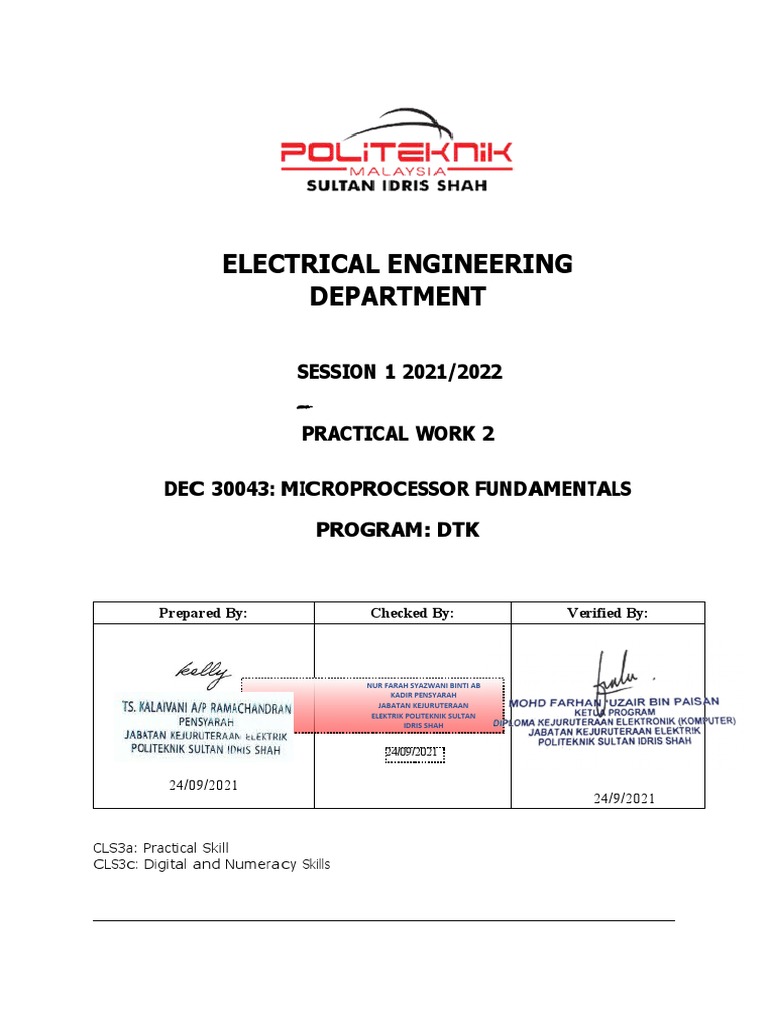 Electrical Engineering Department | PDF | Pointer (Computer Programming) | Assembly Language