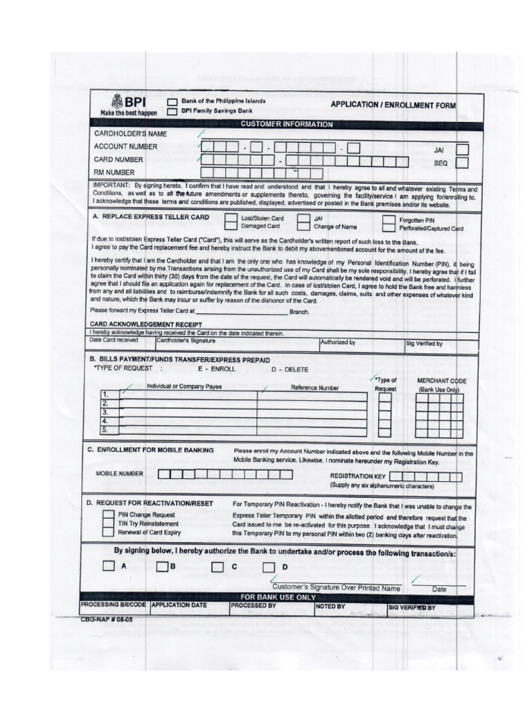 Bills Payment With Bpi Form | PDF