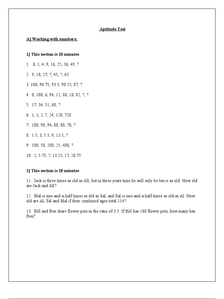 Comprehensive Aptitude and Logic Test | PDF | Reason | Cognition