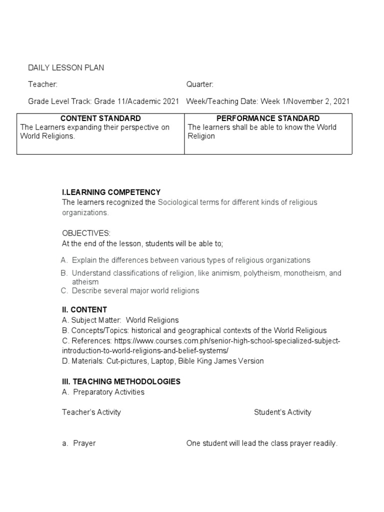Lesson Plan | PDF | Monotheism | God