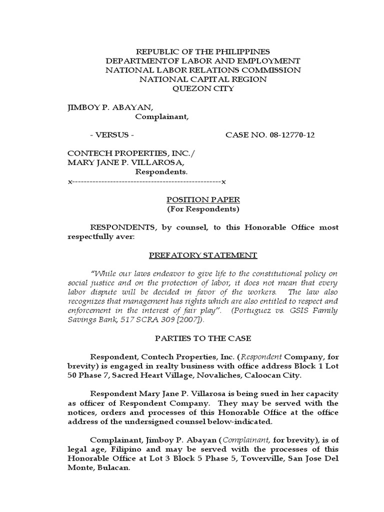 Abayan Position Paper | PDF | Overtime | Employment