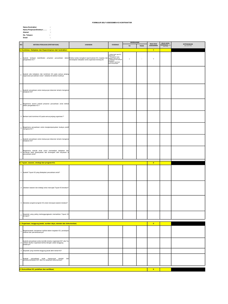 Contoh CSMS K3 untuk Kontraktor | PDF