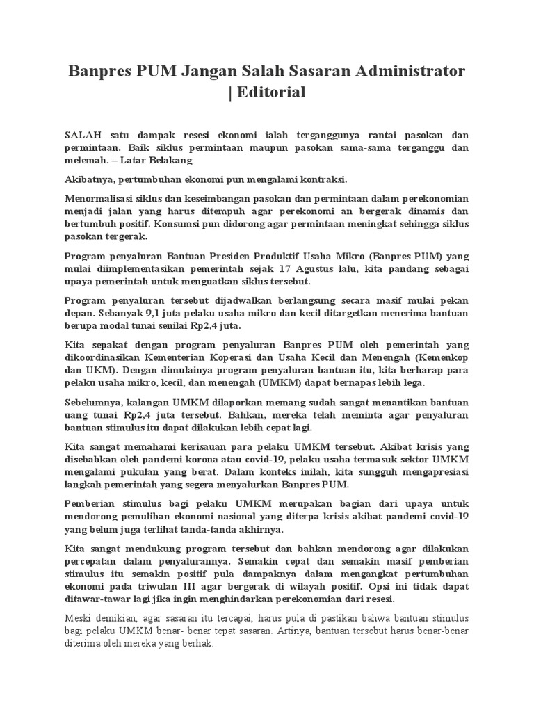 Contoh Editorial Media Indonesia | PDF