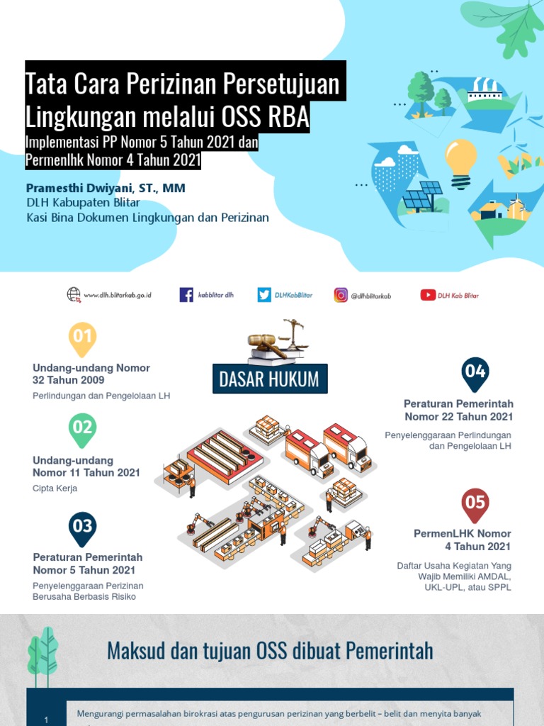 Tata Cara Persetujuan Lingkungan OSS - Pramesthi Dwiyani, ST., MM | PDF
