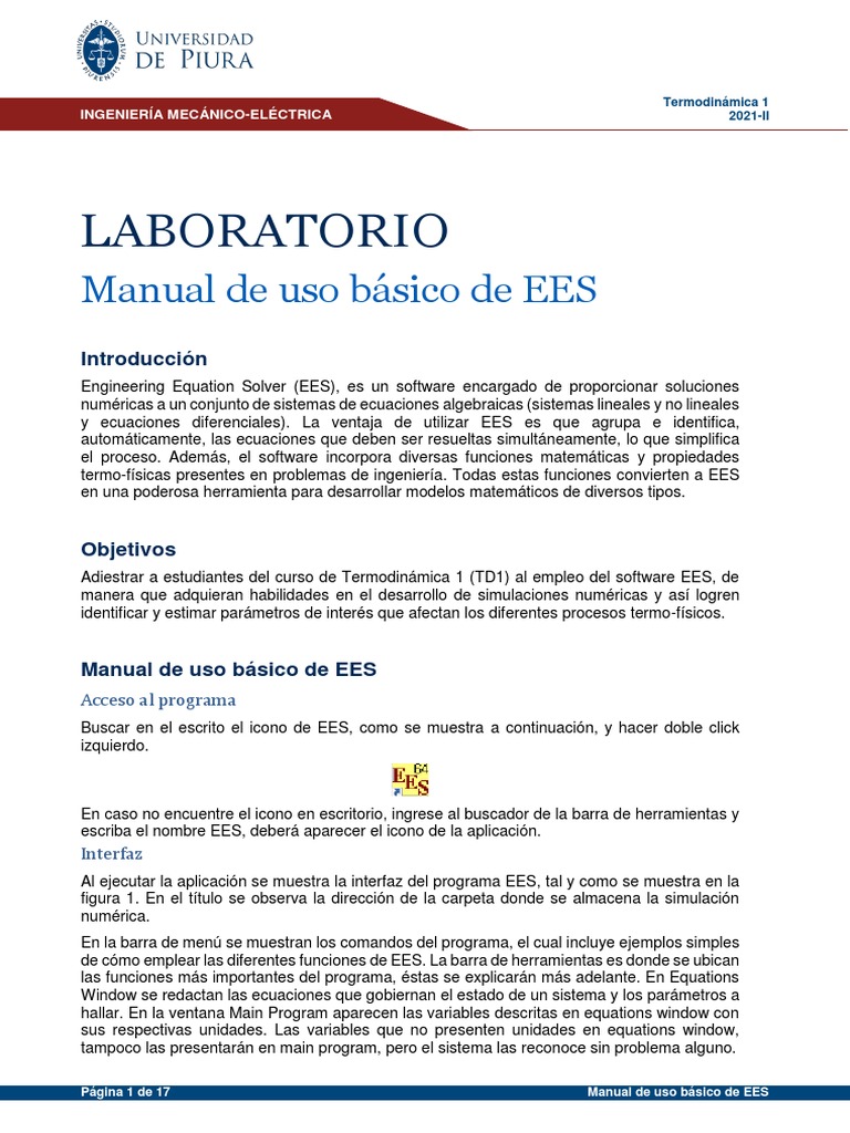 Manual básico de EES para Termodinámica | PDF | Ecuaciones | Ventana ...