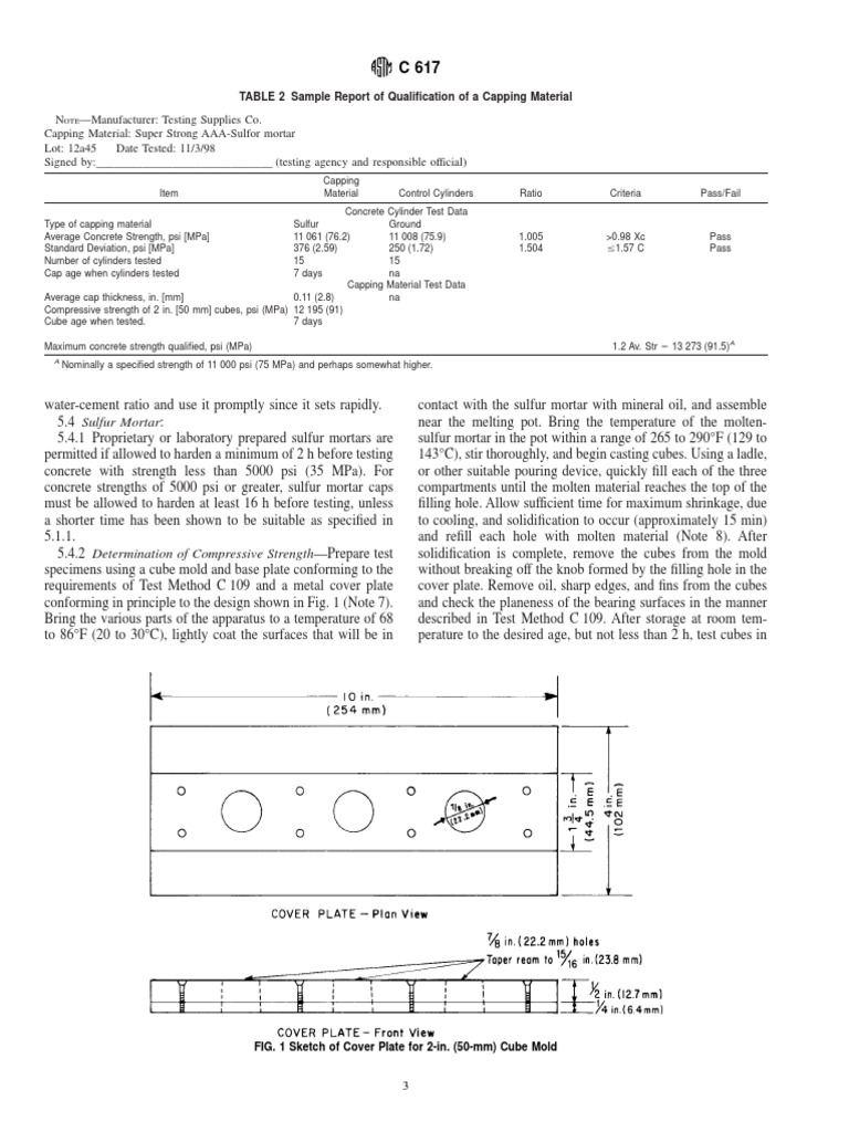 C617 Capping Cylindrical Concrete Specimens-3 | PDF | Concrete ...