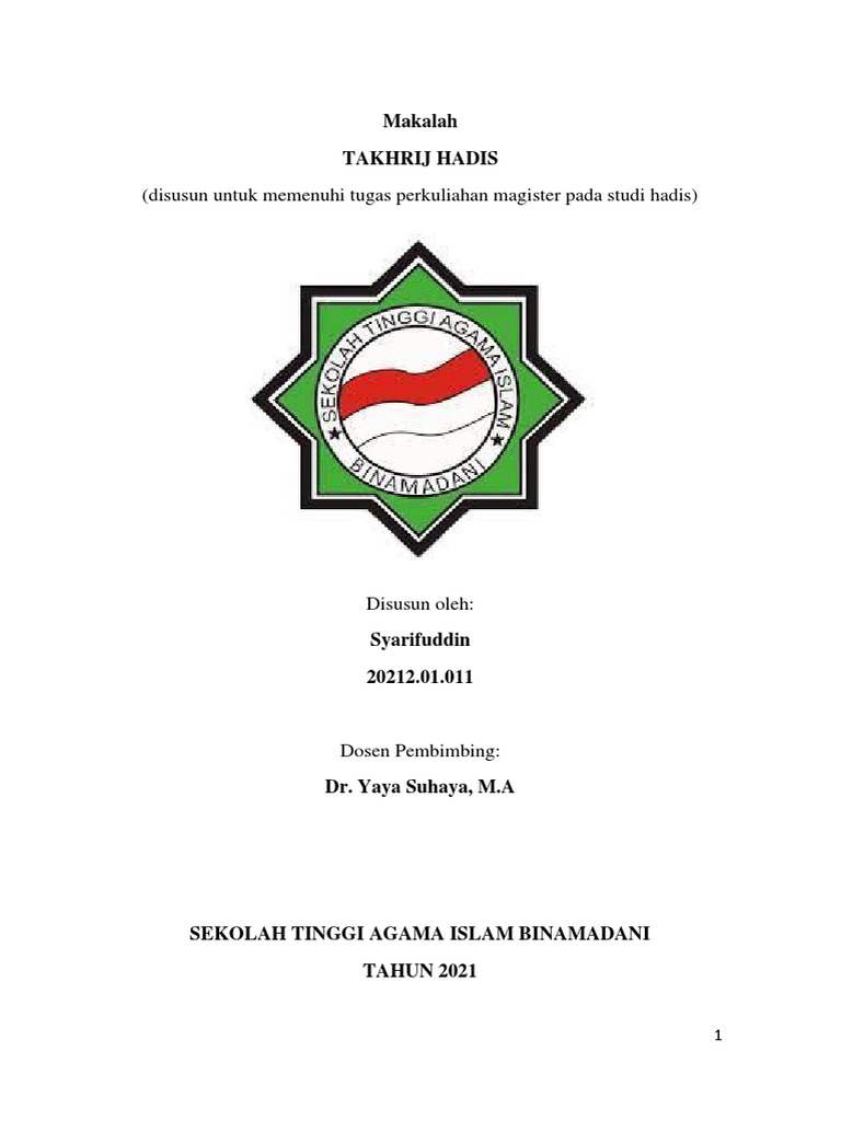 Pentingnya Takhrij Hadis dalam Studi Islam | PDF