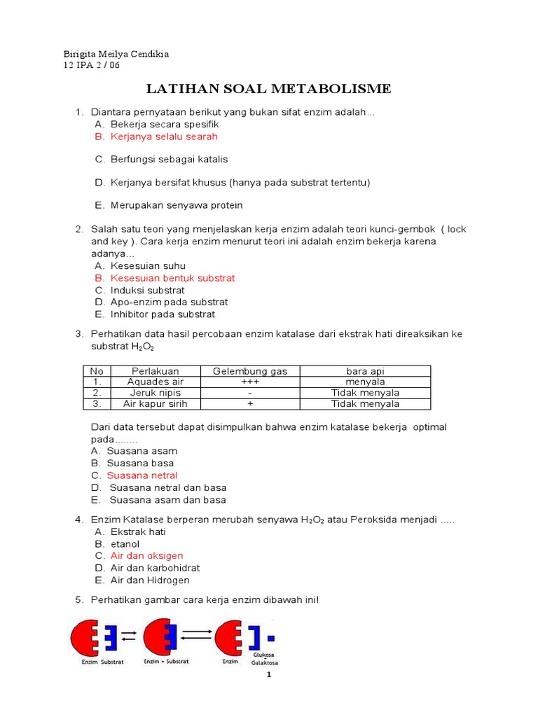 Latihan Soal Metabolisme | PDF