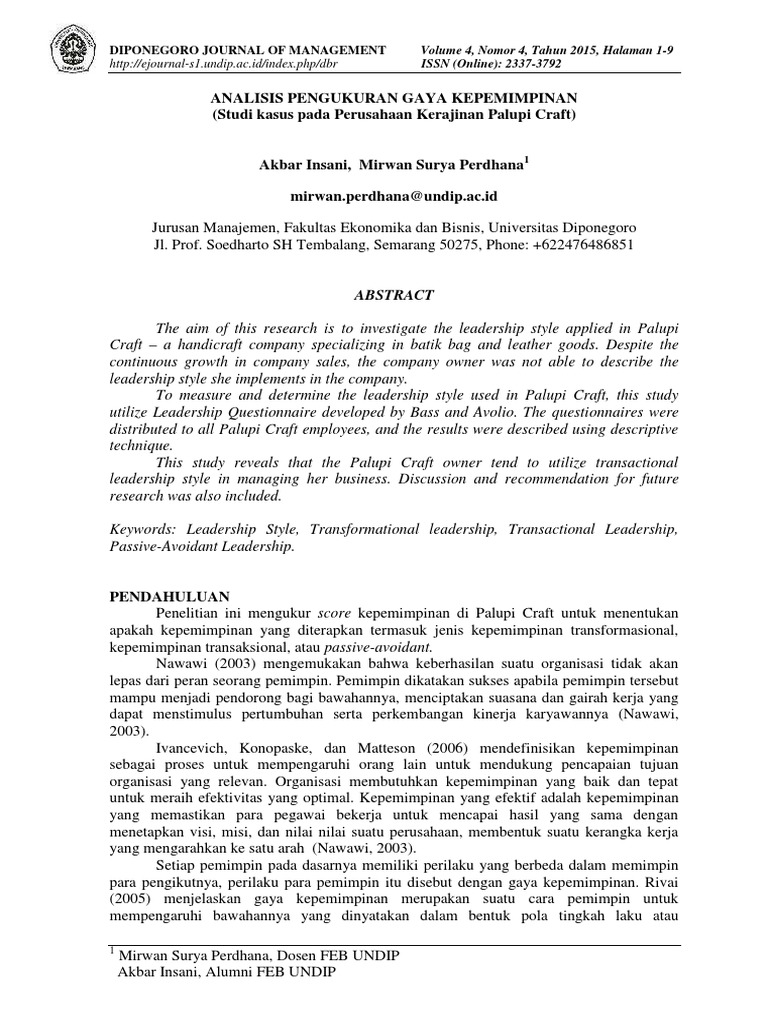 Analisis Pengukuran Gaya Kepemimpinan | PDF