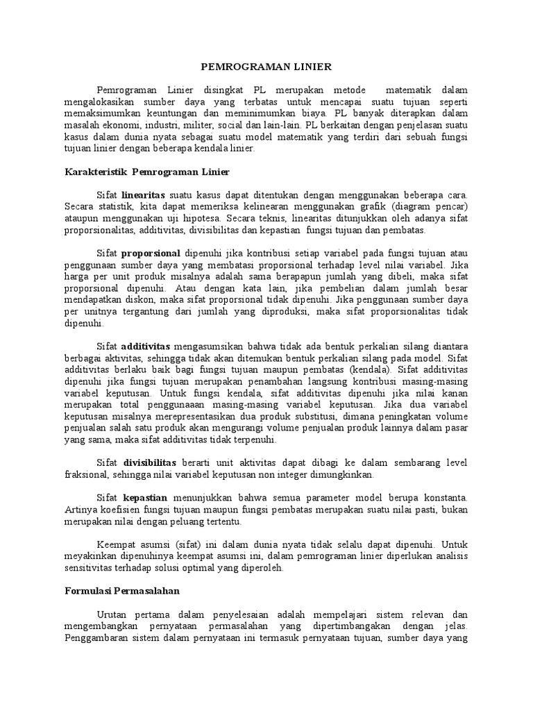 Program Linier Revisi | PDF