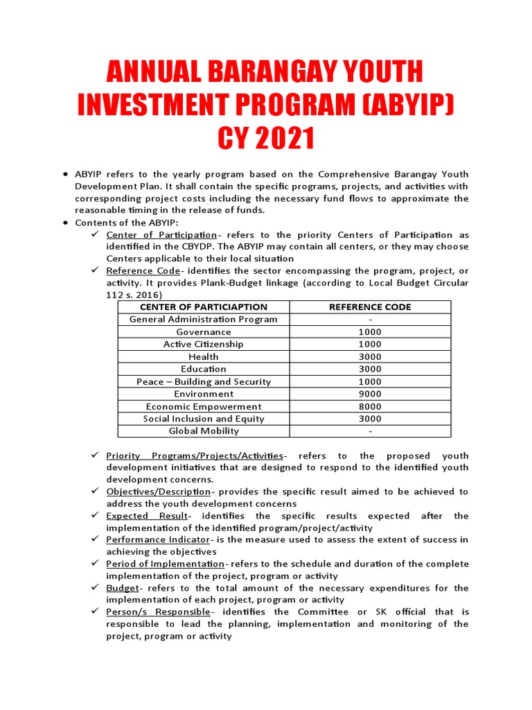 ABYIP 2021: Youth Development Projects | PDF | Hiv/Aids | Reproductive ...