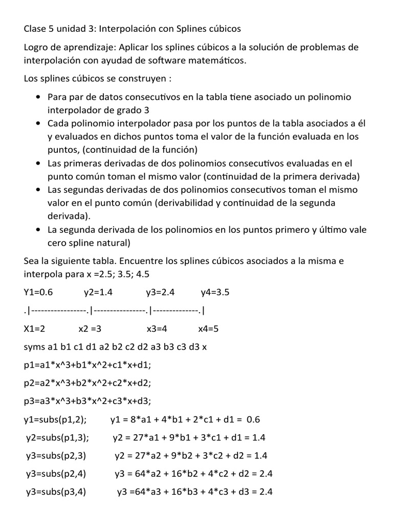 Splines Cubicos | PDF | Spline (Matemáticas) | Algoritmos