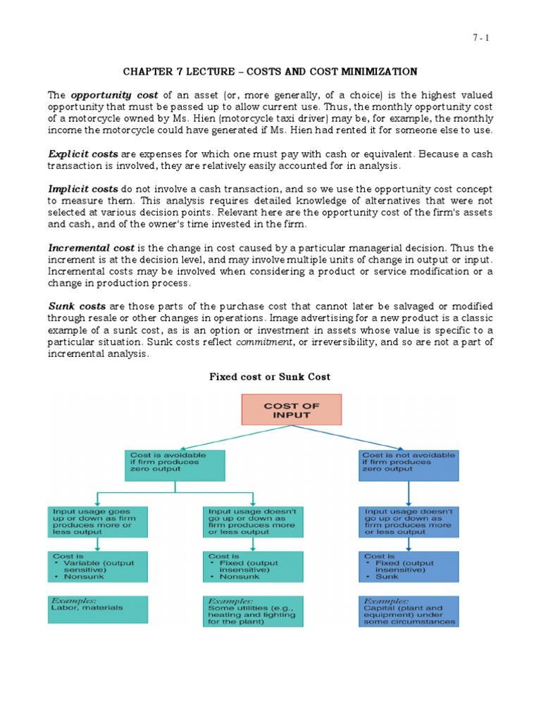 Chapter 7 Lecture - Costs and Cost Minimization | PDF | Profit ...