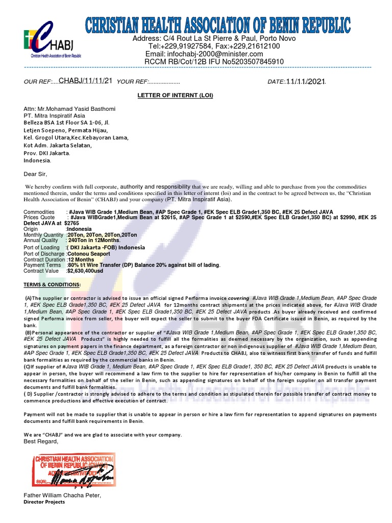 Contoh Letter of Intent | PDF | Payments | Procurement