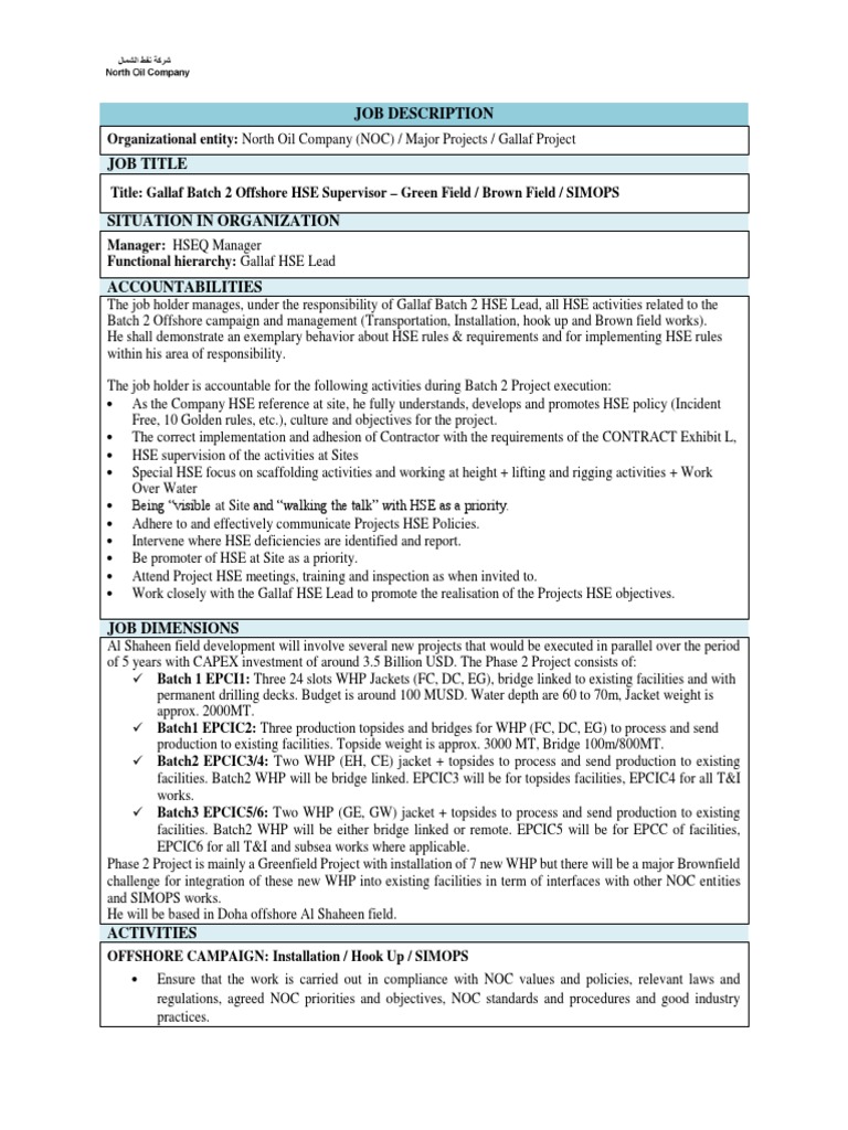 Gallaf Batch 3 HSE Supervisor Role | PDF | Scaffolding | Subsea ...