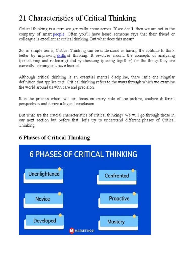 6 Phases of Critical Thinking | PDF | Critical Thinking | Thought