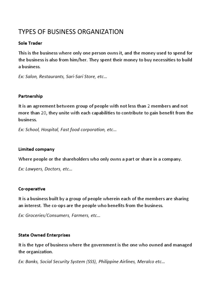 Types of Business Organization | PDF