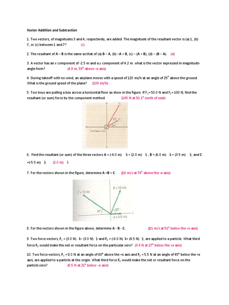 Vector Addition and Subtraction | PDF | Euclidean Vector | Rotation ...