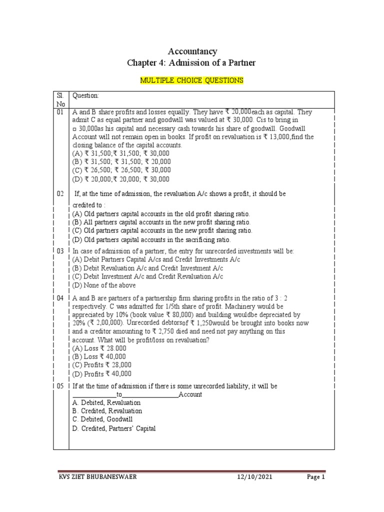 CH 4 MCQ Acc | PDF | Debits And Credits | Goodwill (Accounting)