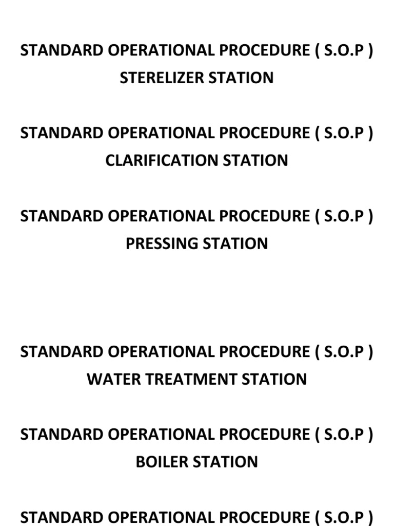 Standard Operational Procedure | PDF