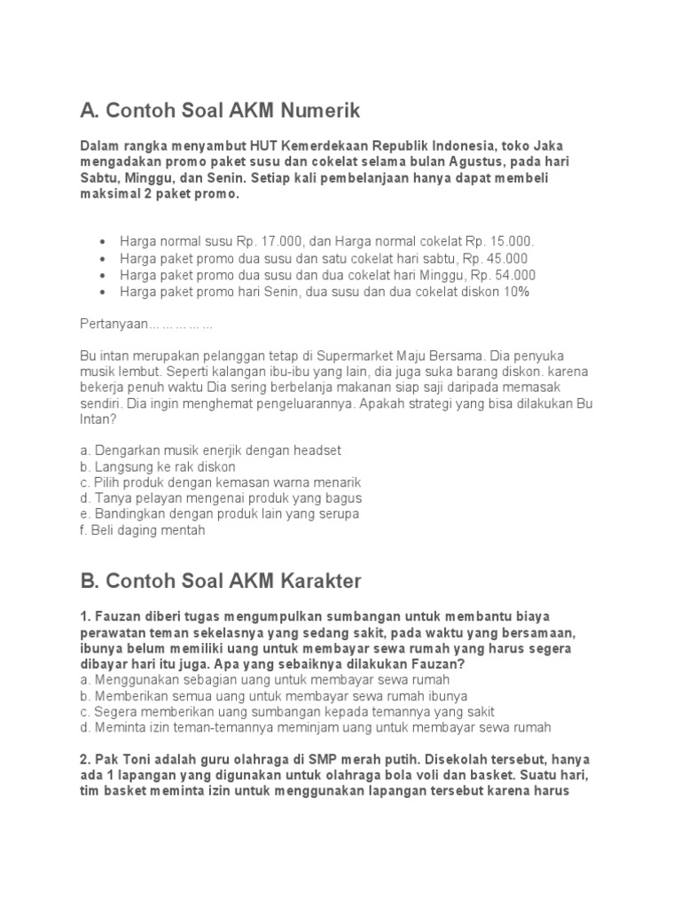 Contoh Soal AKM | PDF