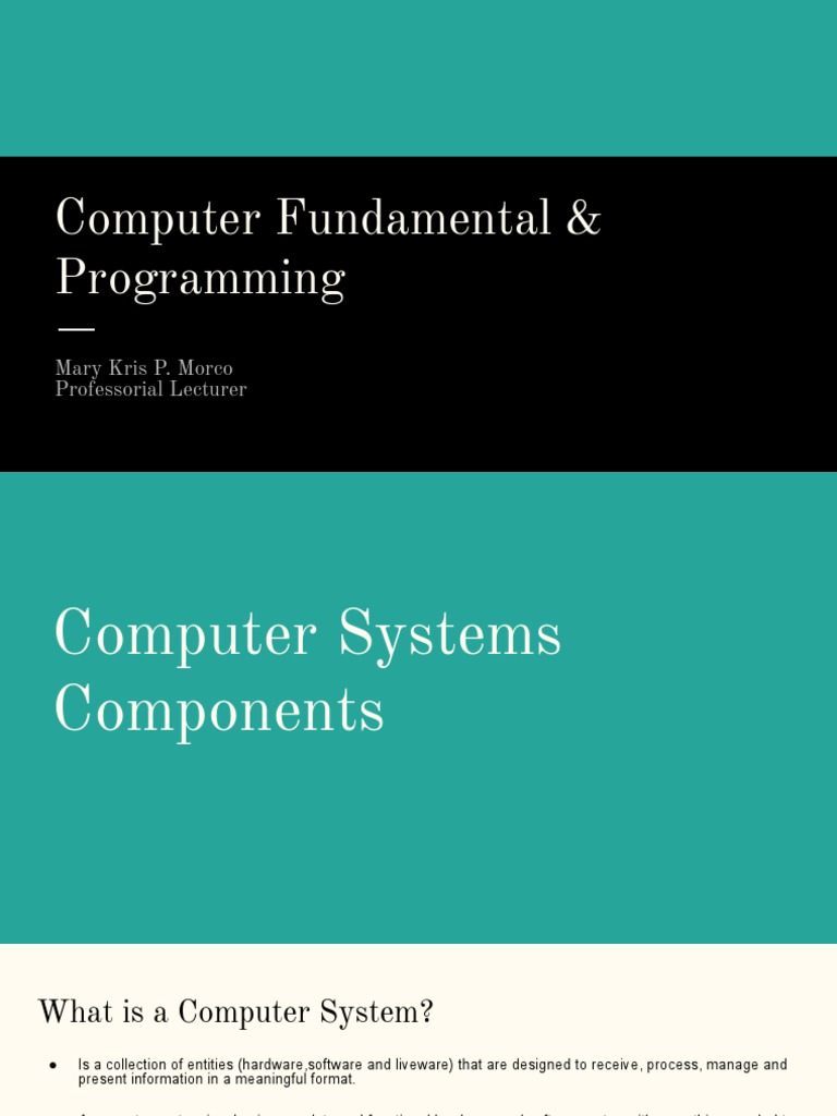 LECTURE02 BES10b COMPUTER FUNDAMENTALS AND PROGRAMMING | PDF | Random Access Memory | Computer ...