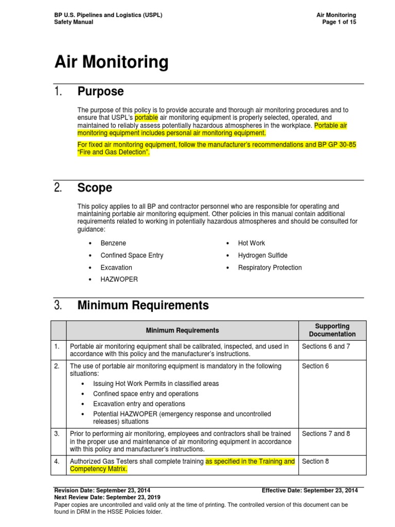 Air Monitoring: 1. Purpose | PDF | Exhaust Gas | Physical Sciences
