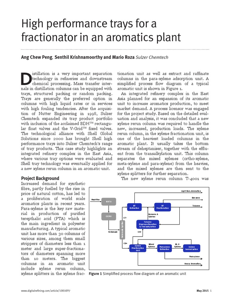 High Performance Trays For A Fractionator - in - A - Aromatics | PDF ...