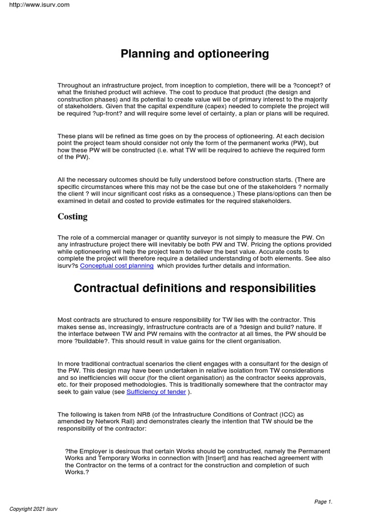 Planning and Optioneering: Costing | PDF | Procurement | Employment