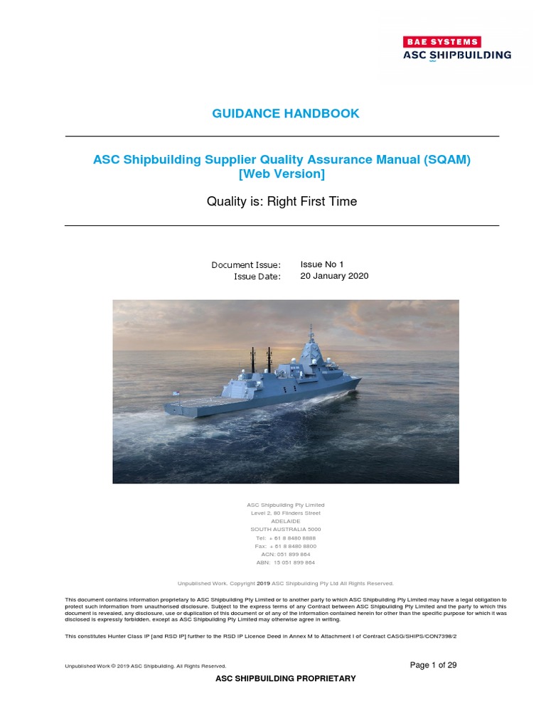 ASC Shipbuilding Pty Limited Supplier Quality Assurance Manual | PDF ...