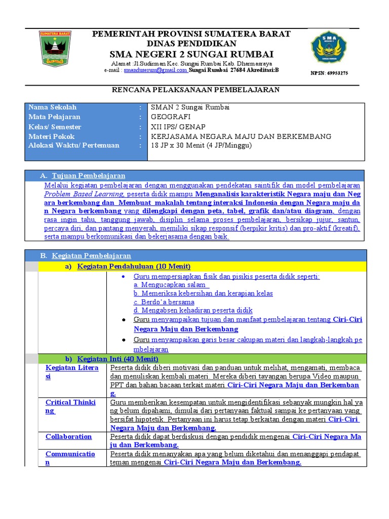 Template RPP Baru | PDF